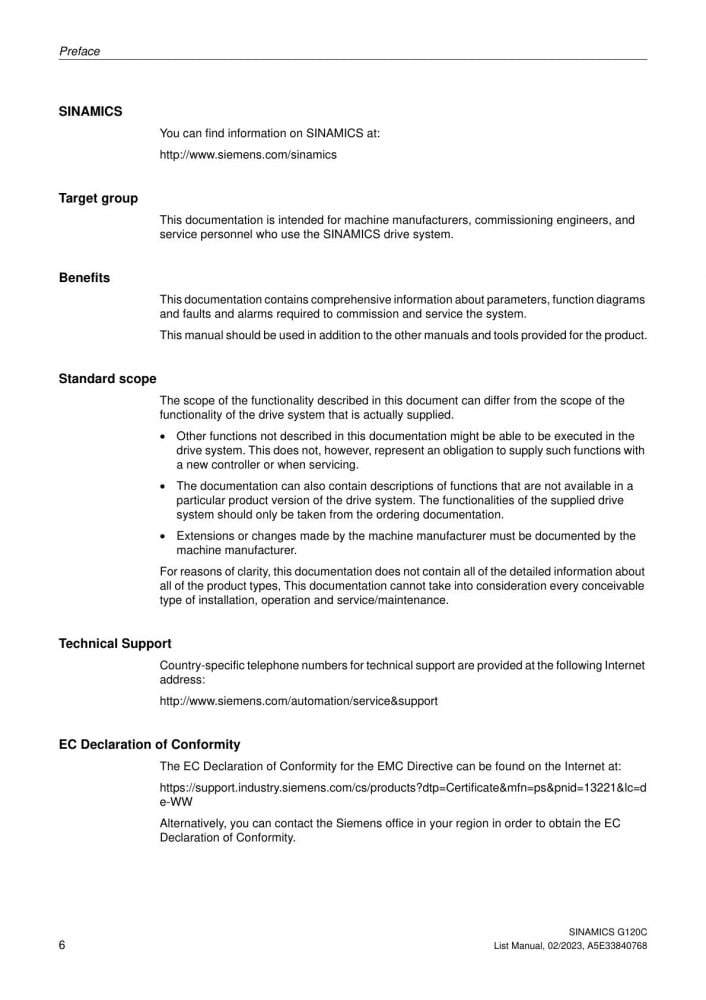 SINAMICS G120C manual page 6