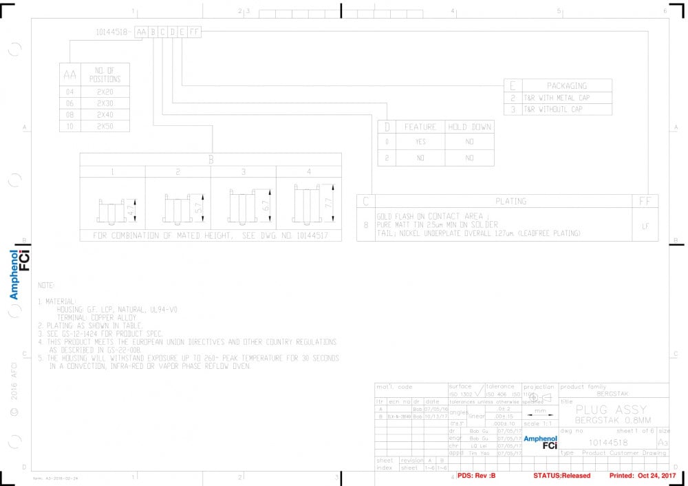 Amphenol 10144518 drawing sheet 1