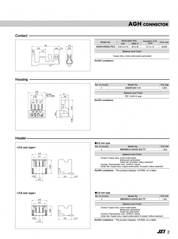 JST AGH connector documentation page 2