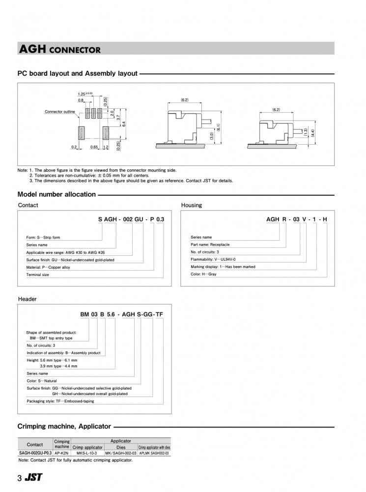 JST AGH connector documentation page 3