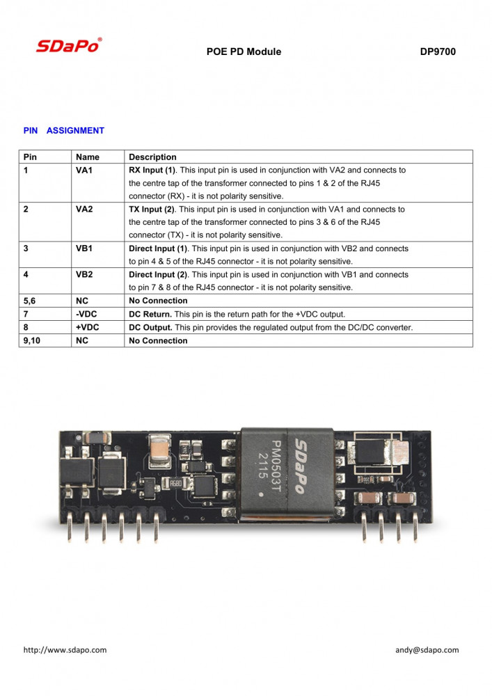 DP9700-5V datasheet page 2