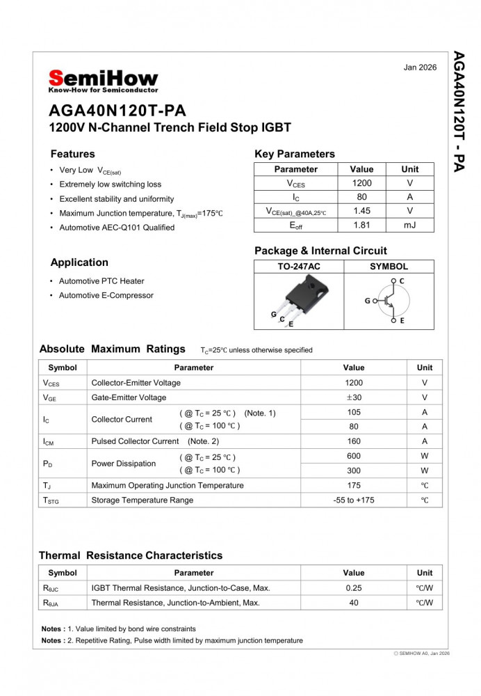 AGA40N120T-PA document page 1