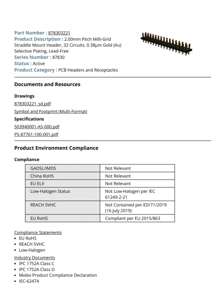 MOLEX 878303221 technical document image 1