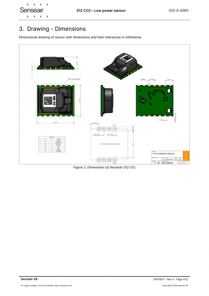 Senseair S12 CO₂ datasheet page 4