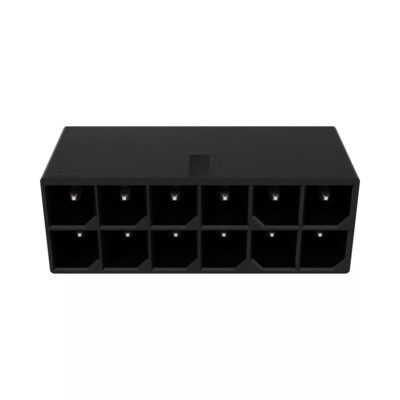 Mega-Fit Right-Angle Header, 5.70mm Pitch, Through Hole, Dual Row, 12 Circuits, Matte Tin (Sn) Plating, 3.60mm Tail Length, Glow-Wire Capable, Tape and Reel, Black for sale