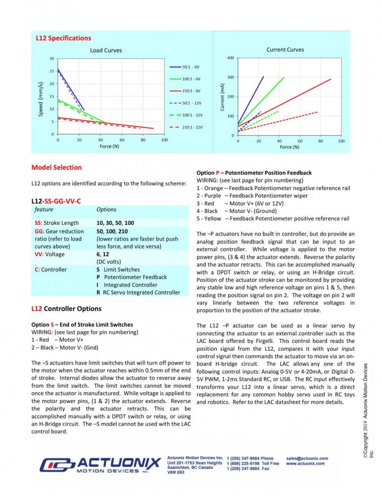 L12 actuator technical document, page 2