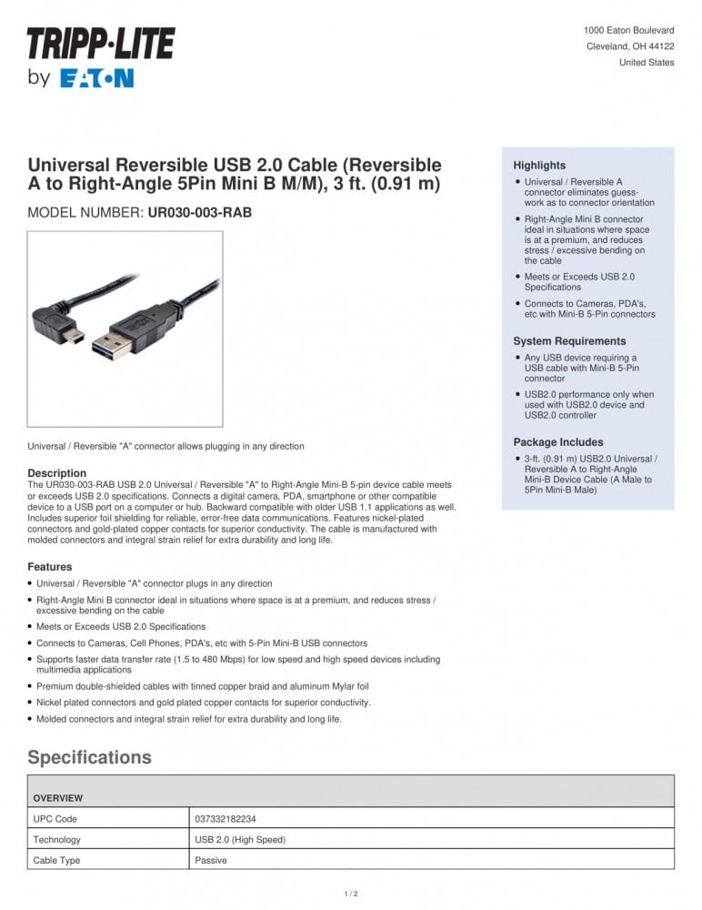UR030-003-RAB technical document page 1