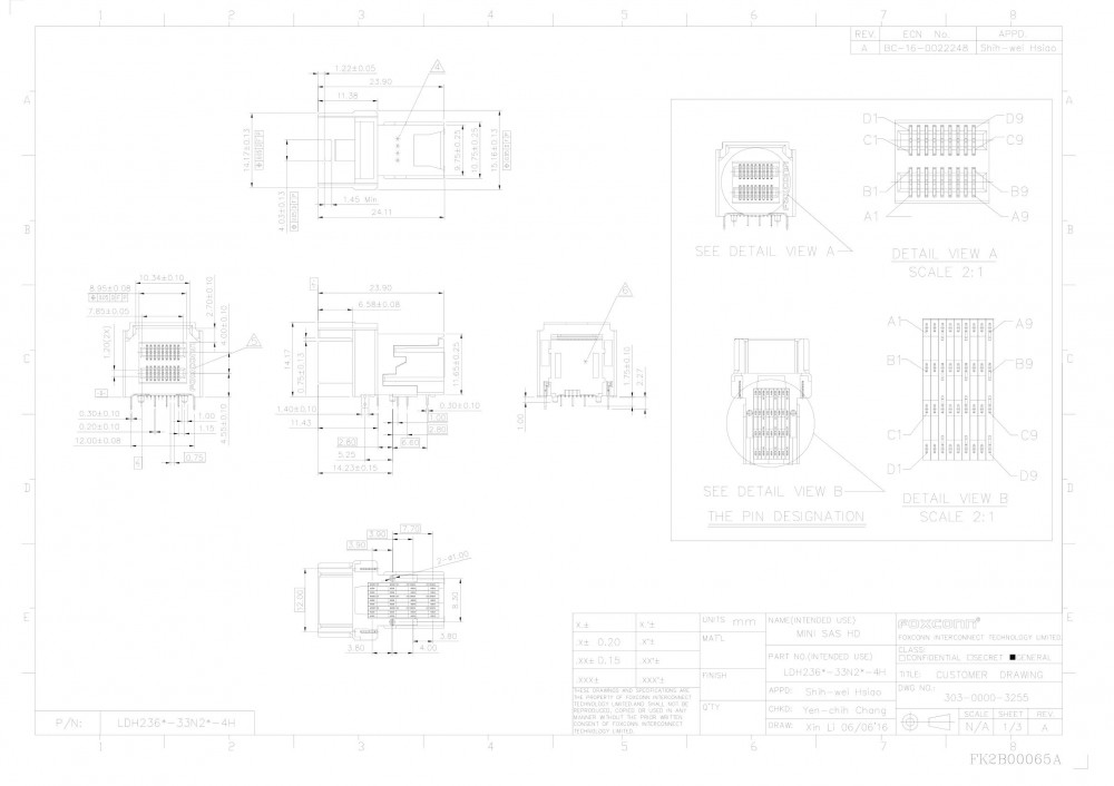 FOXCONN LDH2363-33N20-7H customer drawing page 1