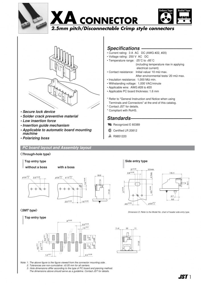 JST XAP series document page 1
