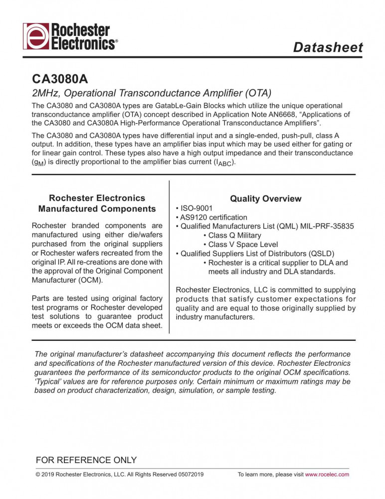 CA3080AM-G datasheet page 1