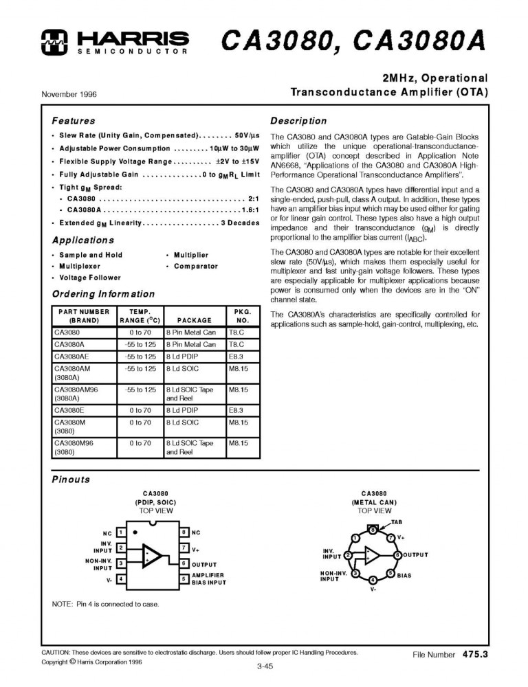 CA3080AM-G datasheet page 2