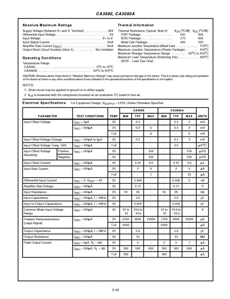 CA3080AM-G datasheet page 3