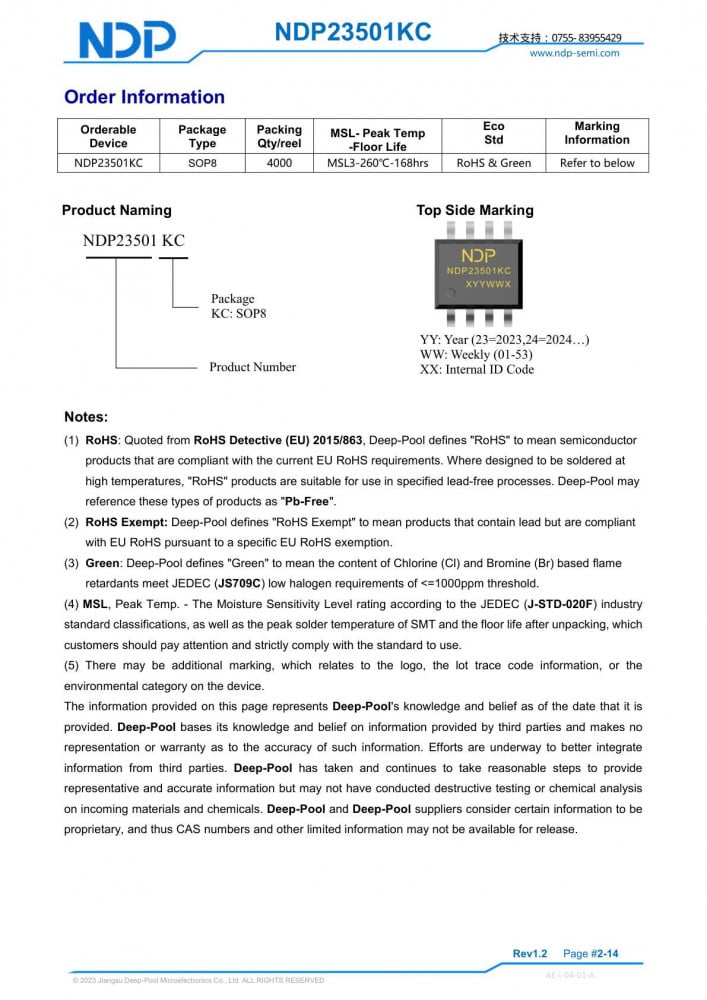 NDP23501KC datasheet page 2