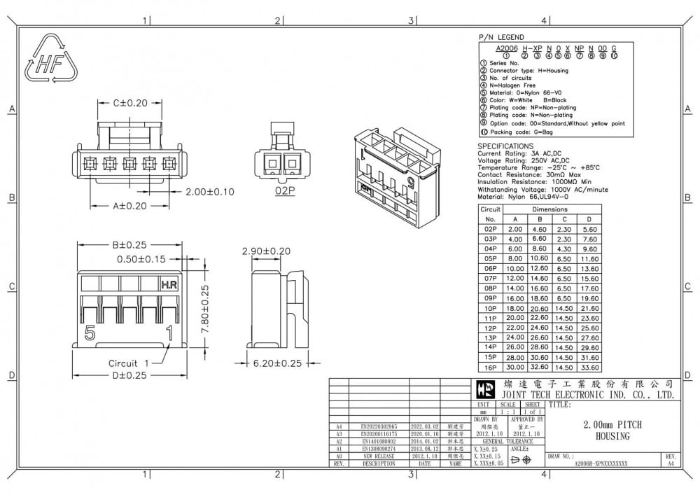 Joint Tech Elec A2006H-08PN0WNPN00G technical drawing preview