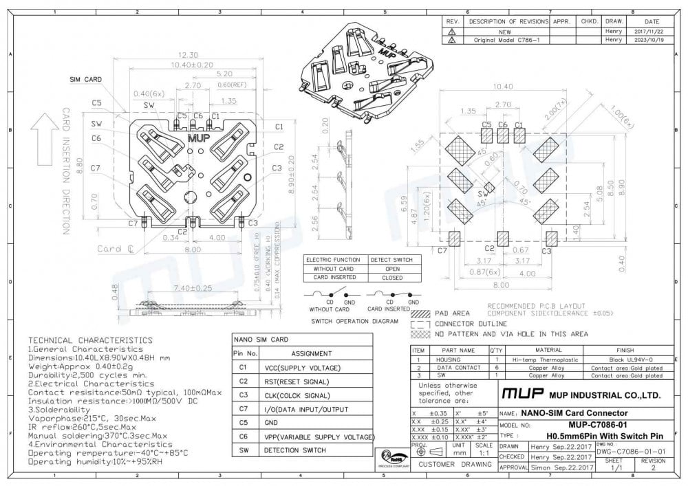 MUP C7086-01 technical drawing