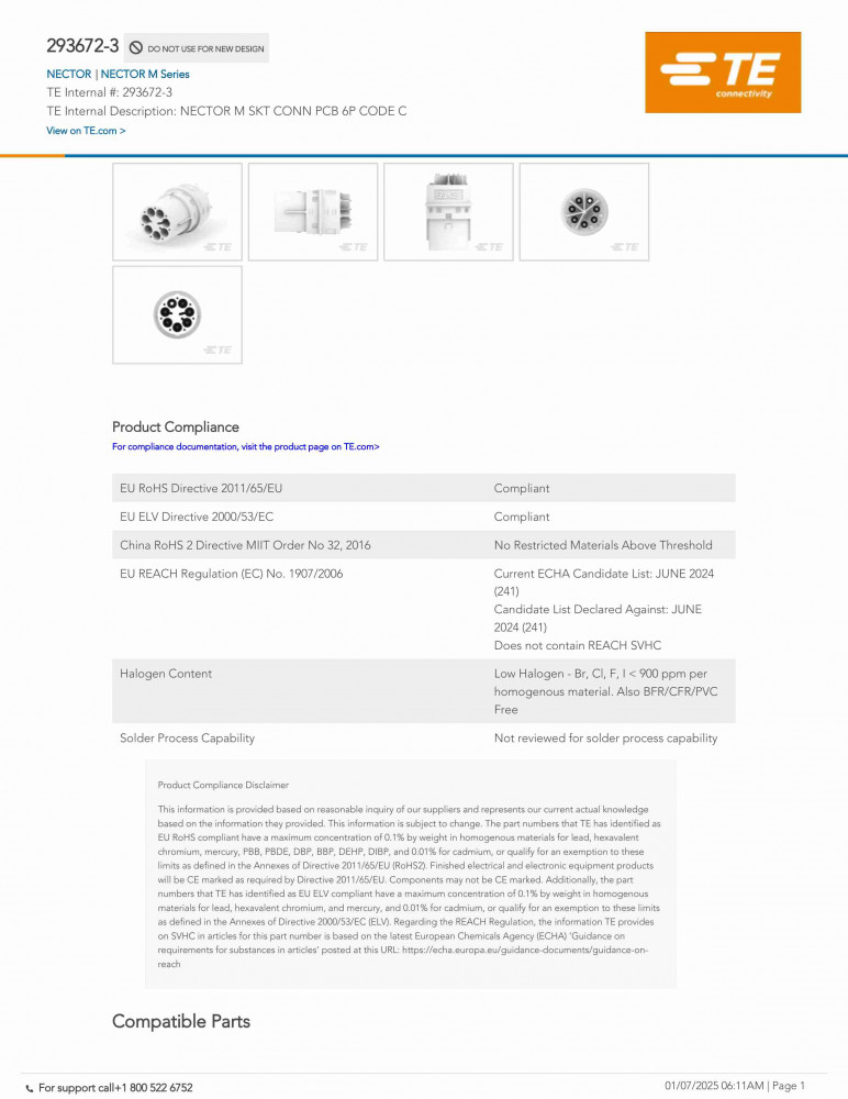 TE Connectivity 293672-3 technical document page 1