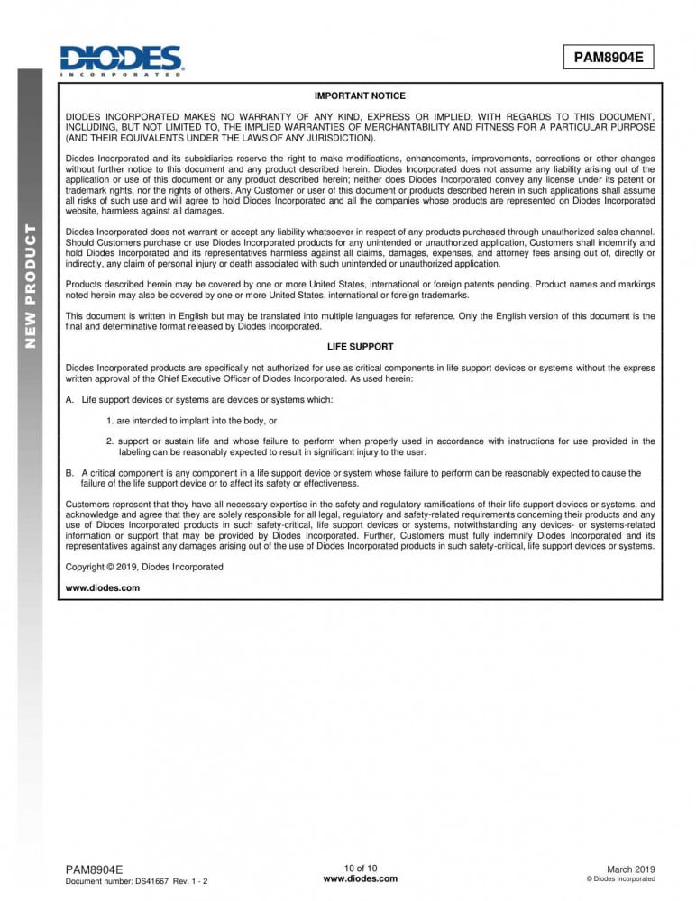 PAM8904E datasheet page 10