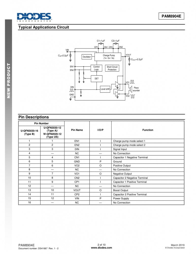PAM8904E datasheet page 2