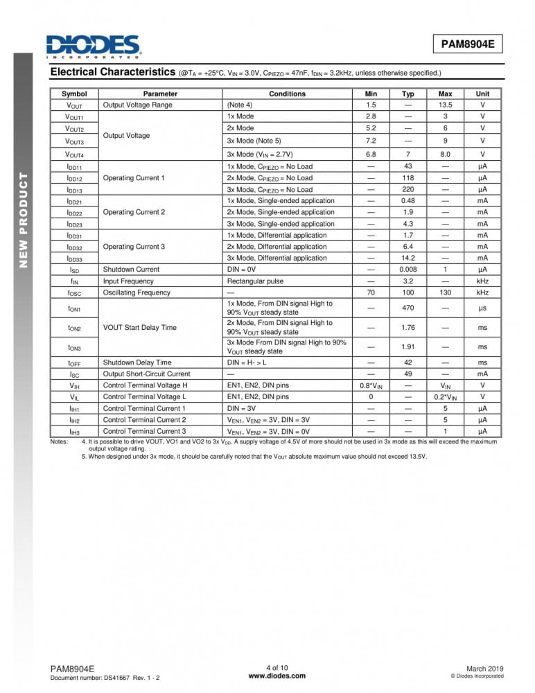 PAM8904E datasheet page 4