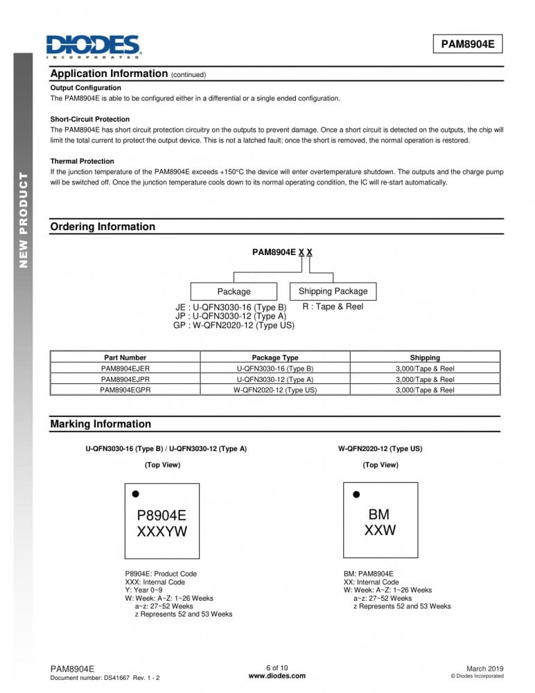PAM8904E datasheet page 6