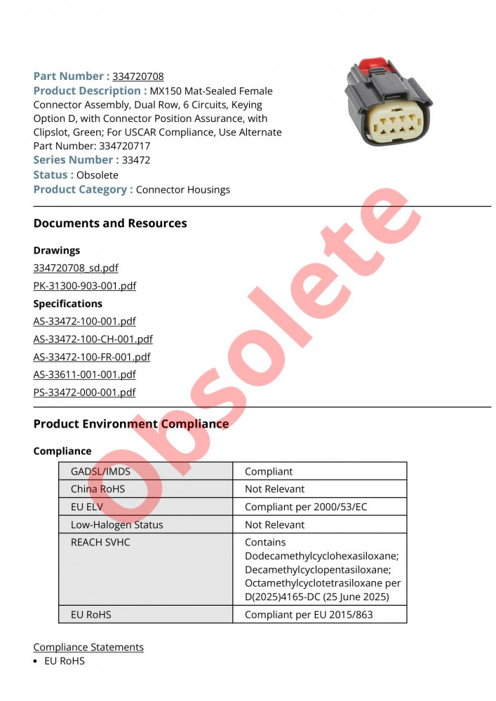 MOLEX 334720708 document image, page 1