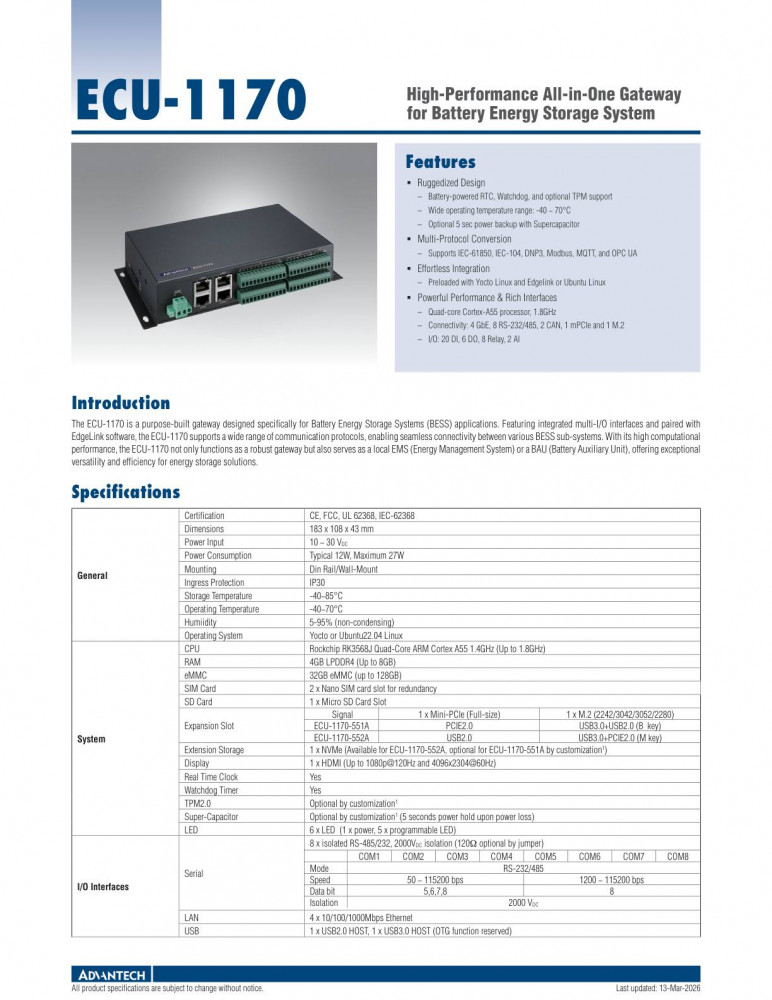 ECU-1170 technical document page 1