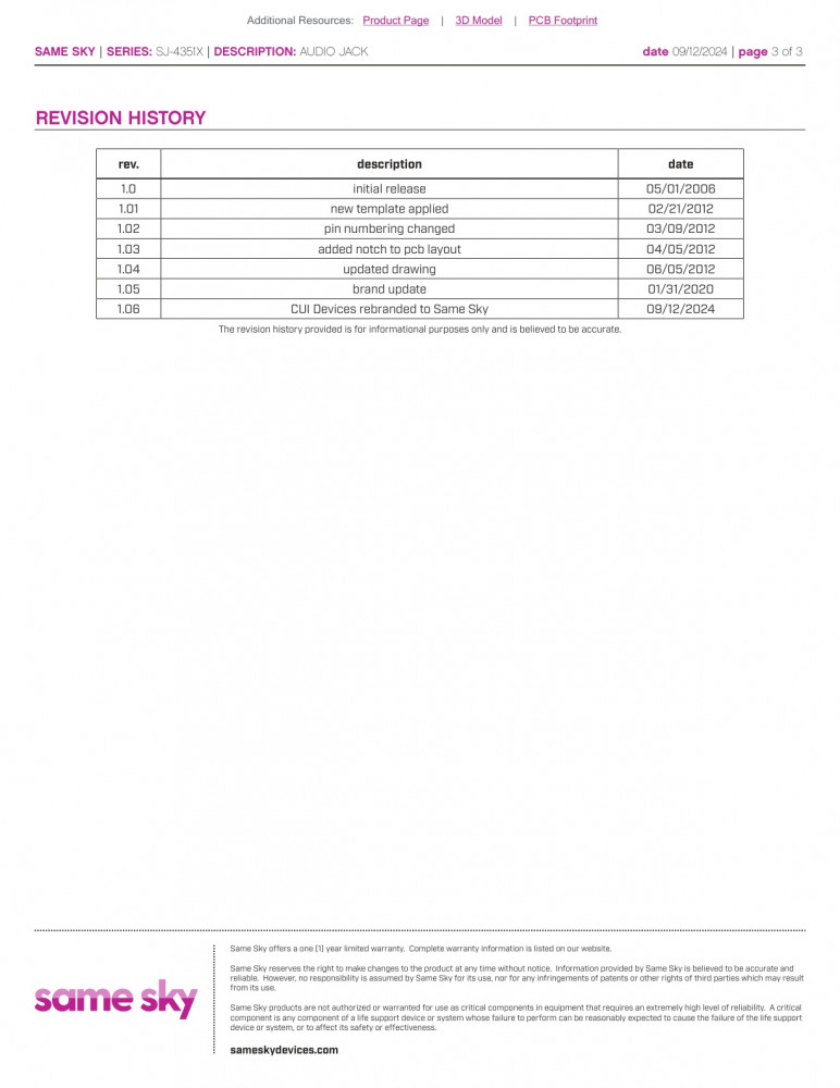 SJ-43514 audio jack documentation, page image 3