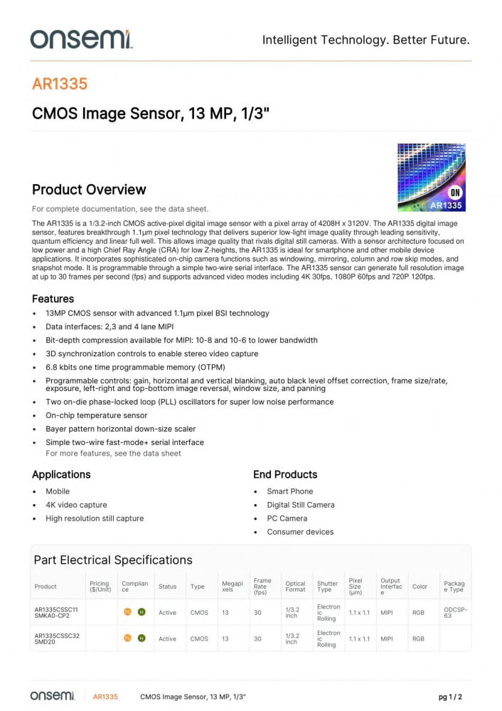 AR1335 technical document page 1