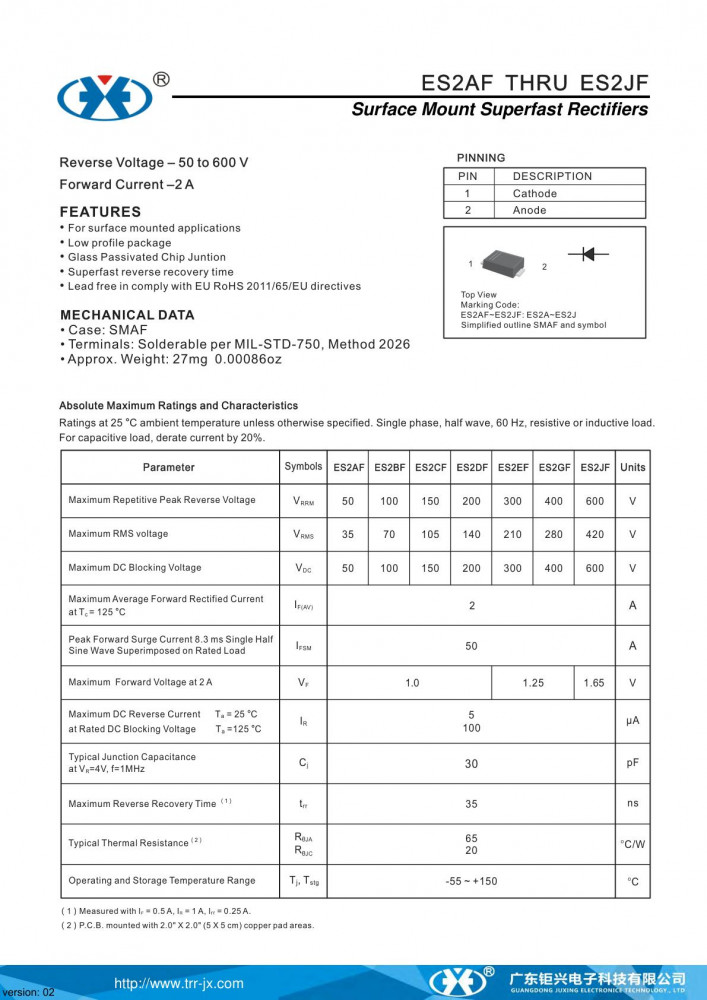 JUXING ES2GF datasheet page 1
