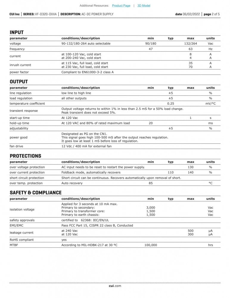 VF-D320-D512A datasheet page 2