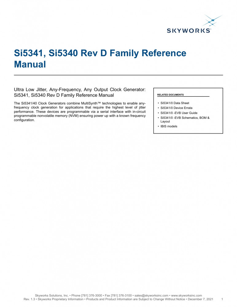 Si5341 Rev D reference manual page 1
