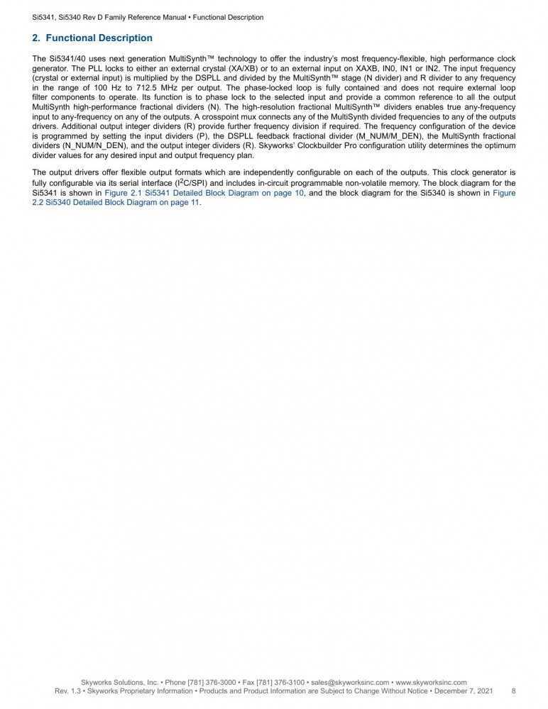 Si5341 Rev D reference manual page 8