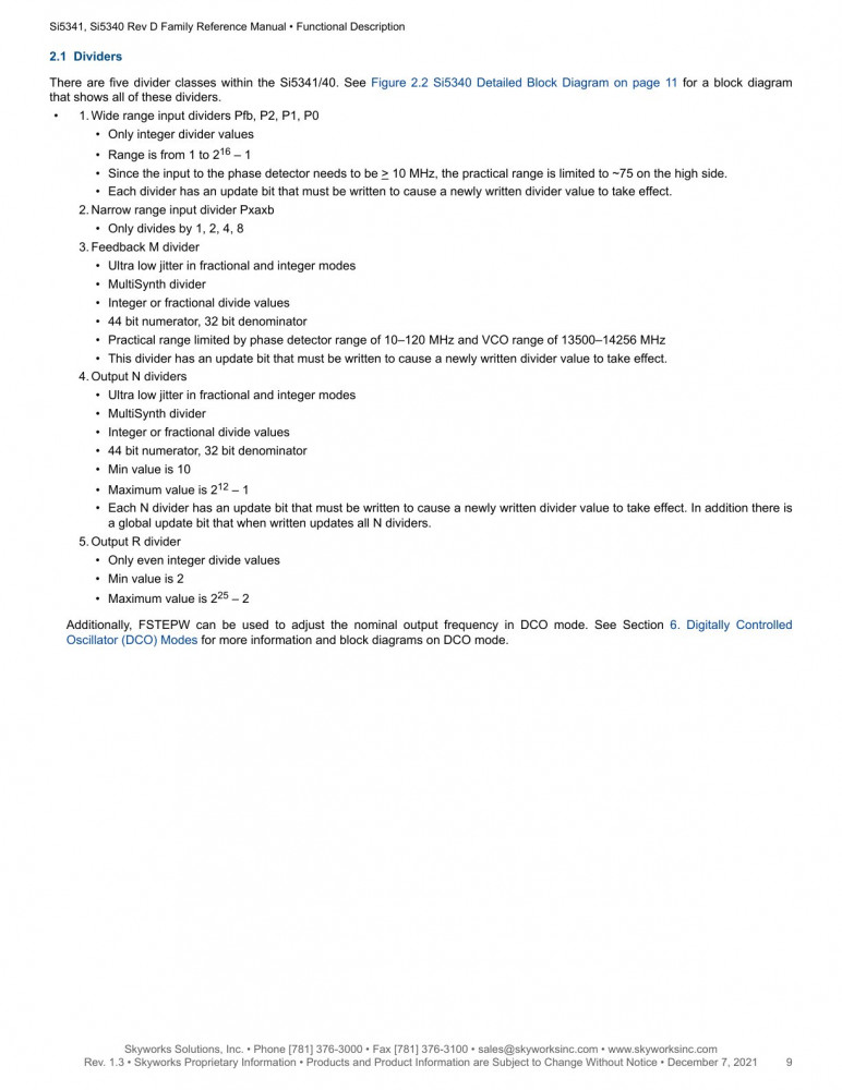Si5341 Rev D reference manual page 9