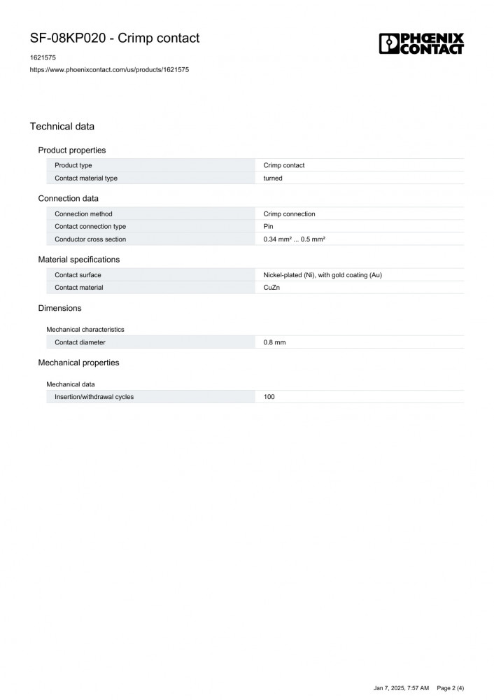Phoenix Contact 1621575 technical document page 2