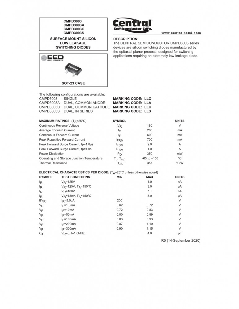 CMPD3003S datasheet page 1