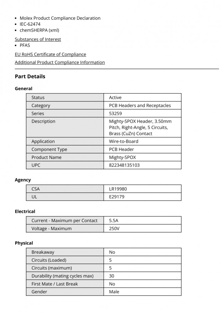 Molex 532590529 technical document preview, page 2