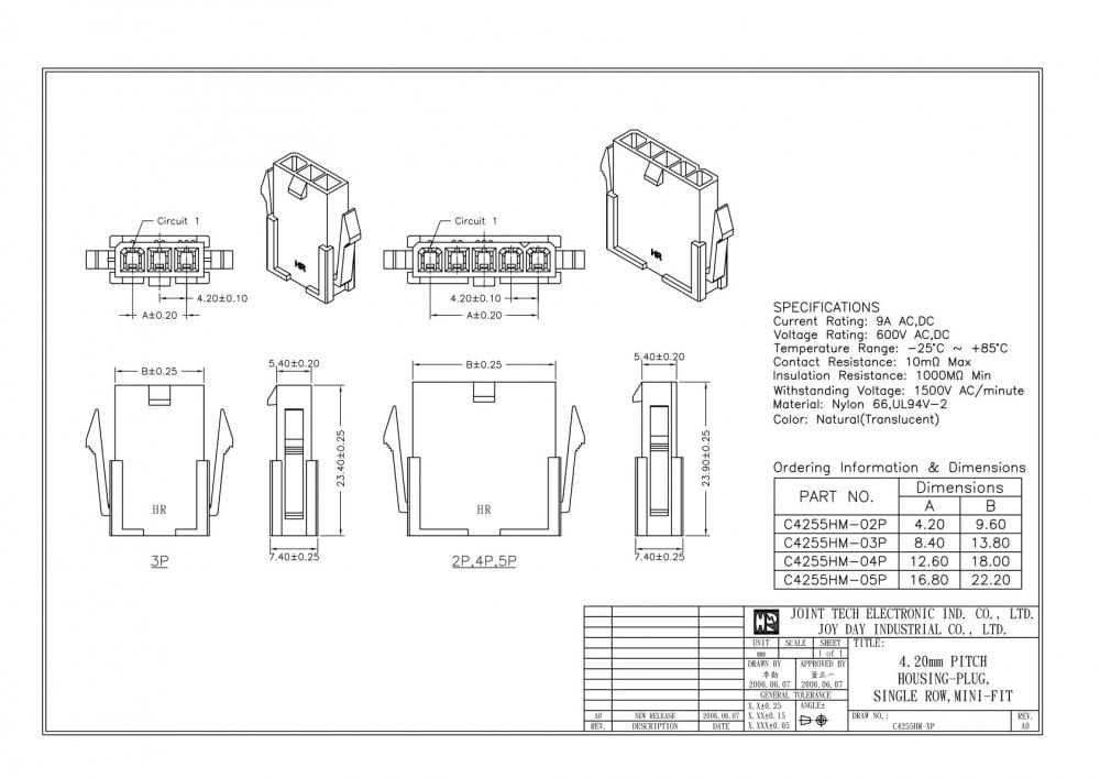 Joint Tech Elec C4255HM series technical drawing and specifications