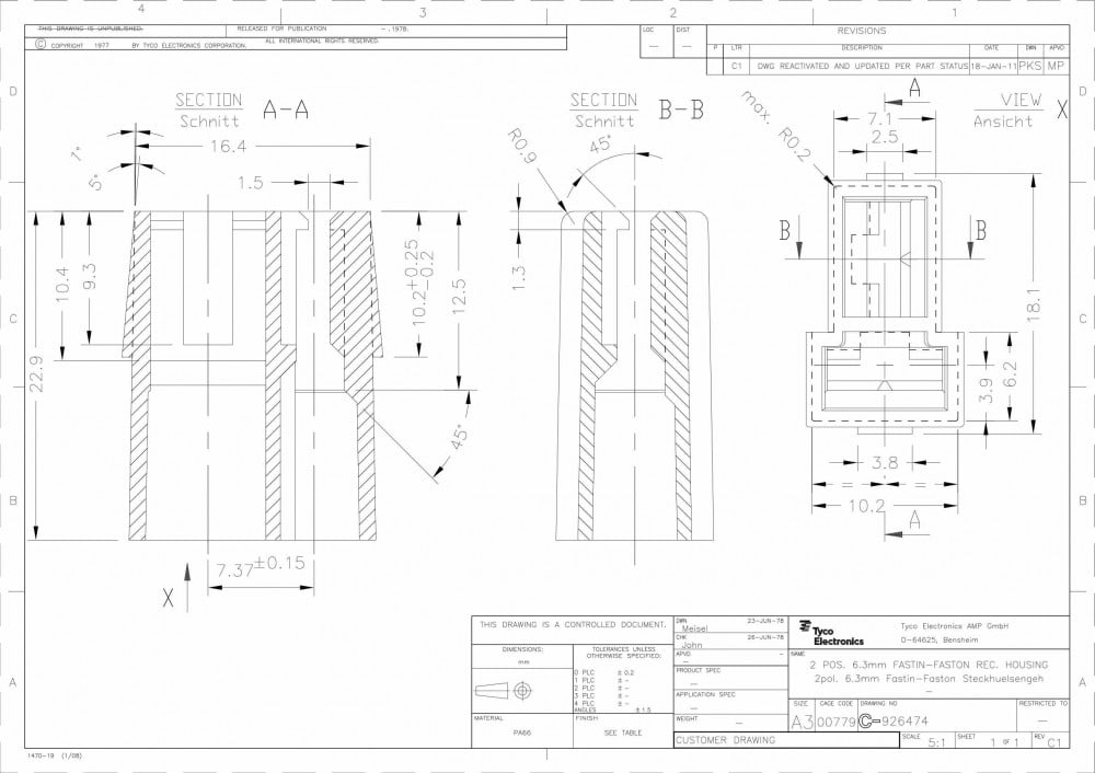 TE Connectivity 926474-1 technical document preview