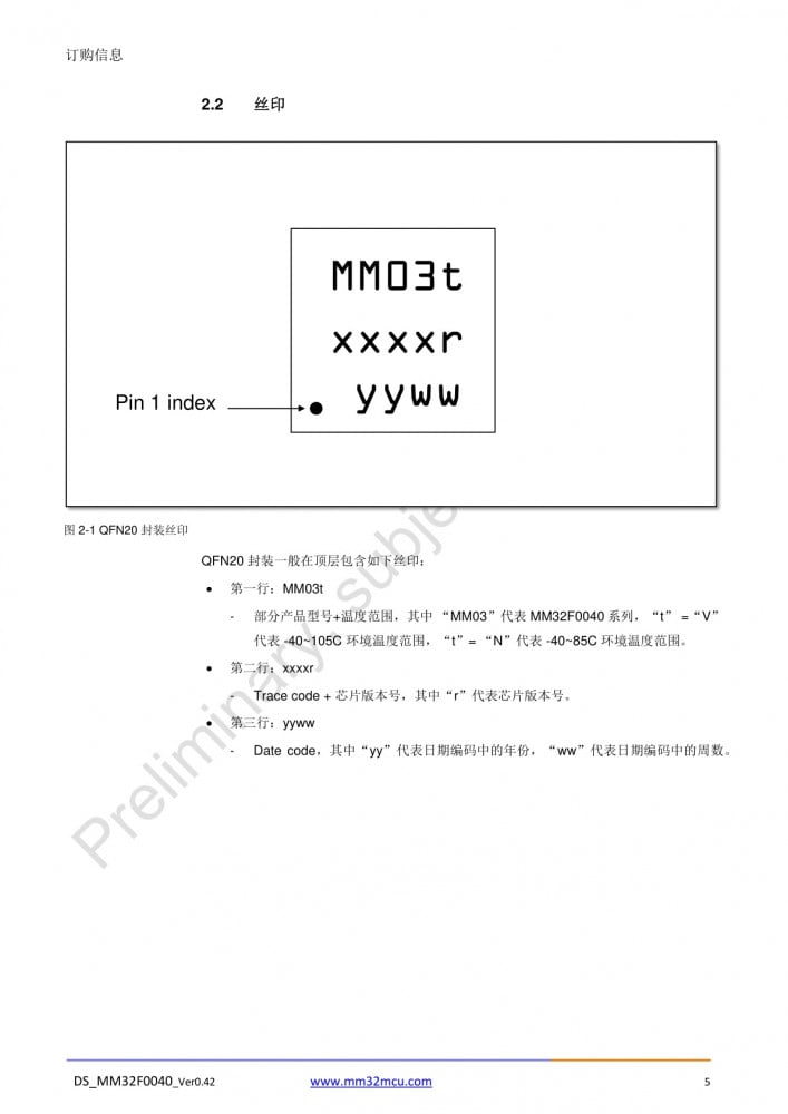 MM32F0040 datasheet page 10