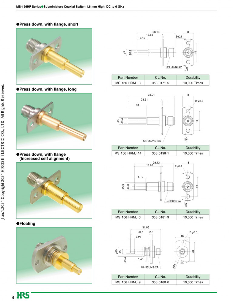 HRS MS-156HF datasheet page 8