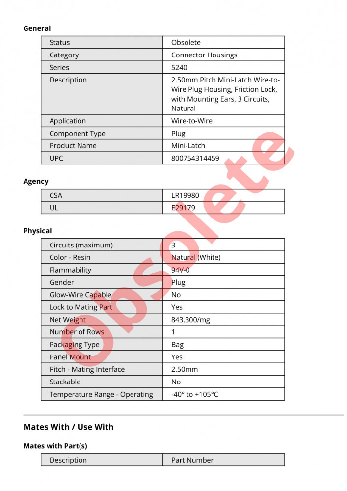 MOLEX 29110032 technical document page 2