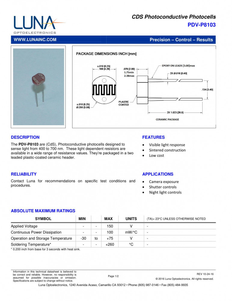 PDV-P8103 technical document, page 1
