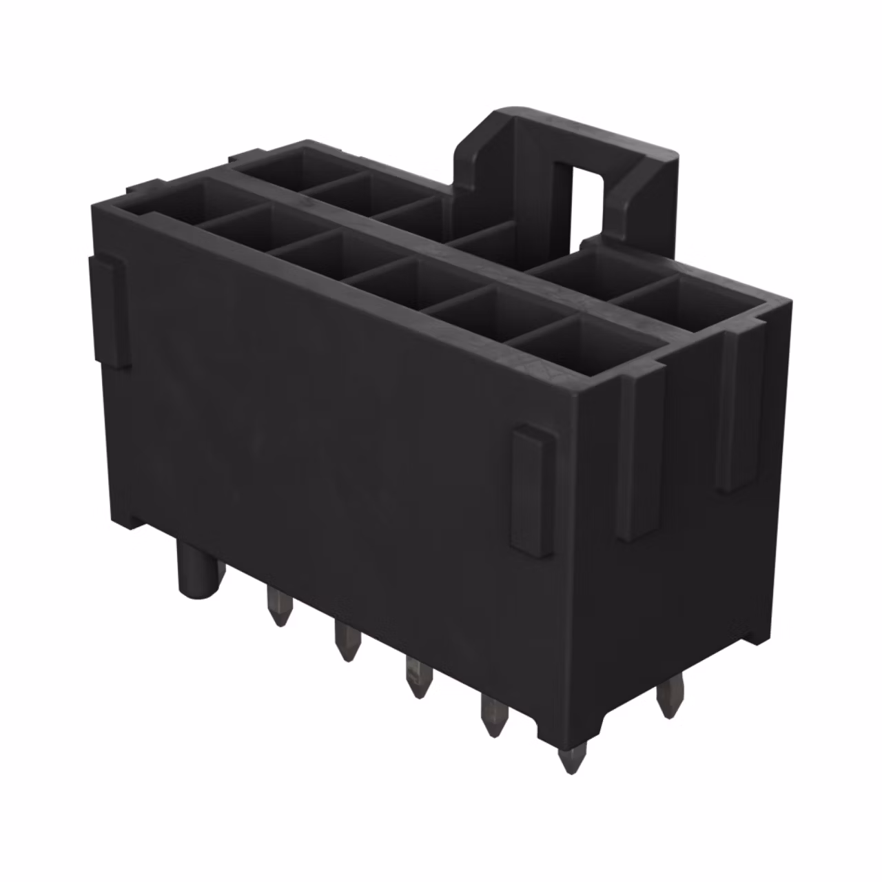 Ultra-Fit Vertical Header, 3.50mm Pitch, Dual Row, 12 Circuits, with Kinked Pins, 0.38µm Gold (Au) Plating, Black, Glow-Wire Capable, Tray for sale