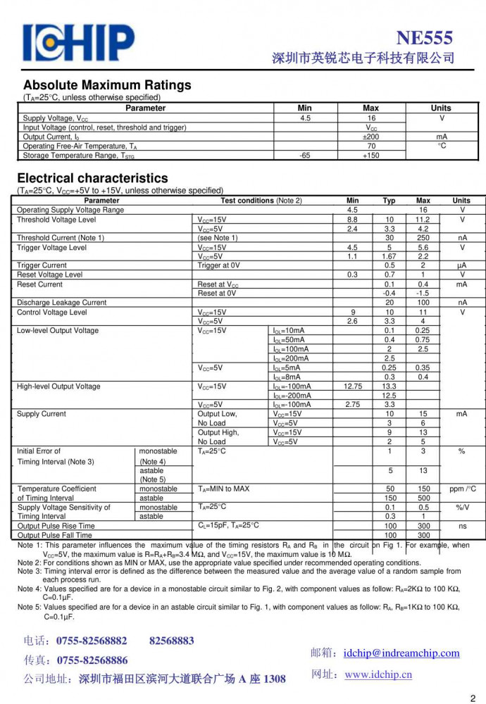 NE555 datasheet page 2