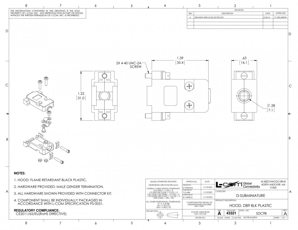 L-com SDC9B technical document preview