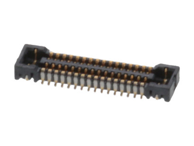 SlimStack Board-to-Board Receptacle, 0.40mm Pitch, Surface Mount, Dual Row, Vertical, 1.00mm Stacking Height, with Solder Tabs, 40 Circuits
