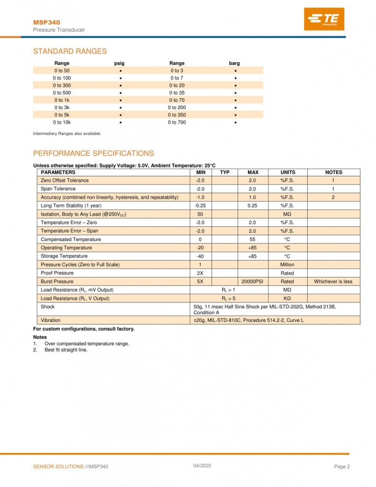 MSP340 technical document page 2