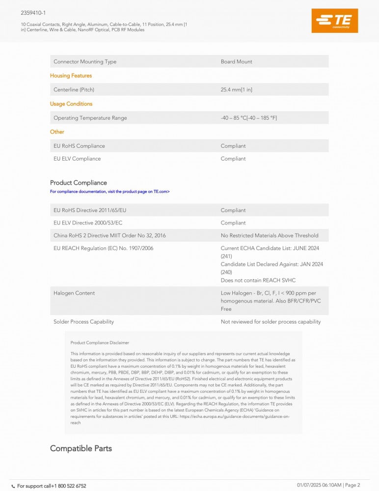 TE Connectivity 2359410-1 technical document page 2