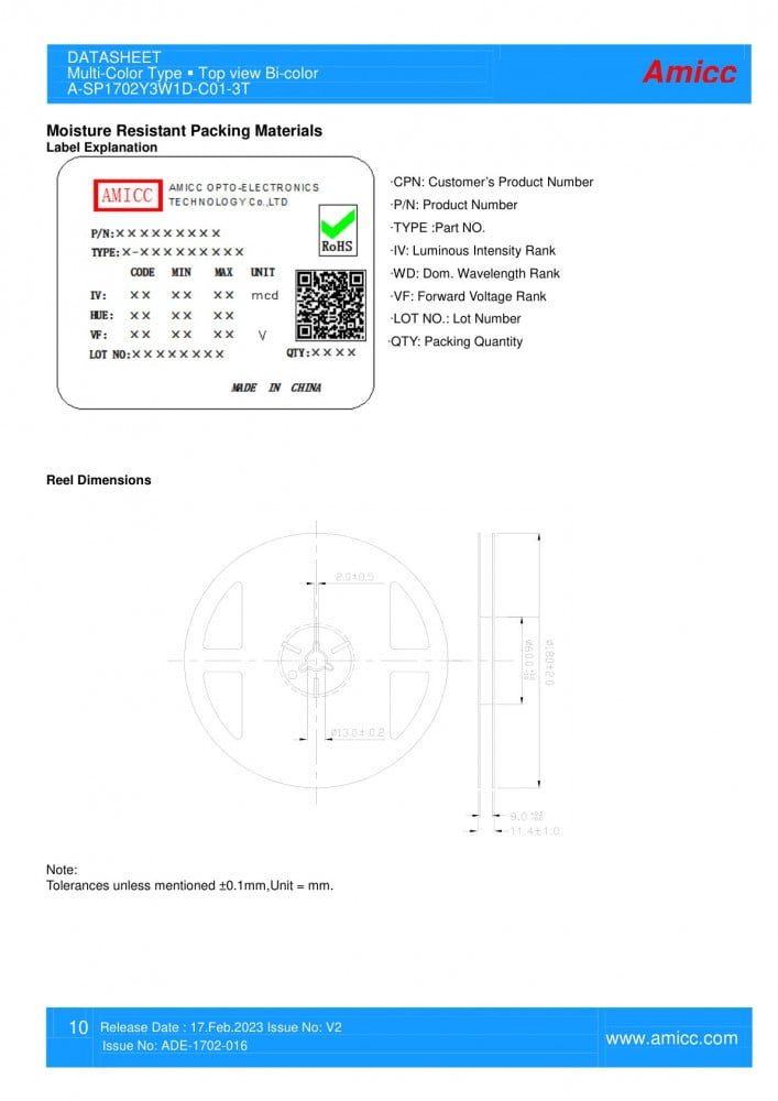 A-SP1702Y3W1D-C01-3T datasheet page 10