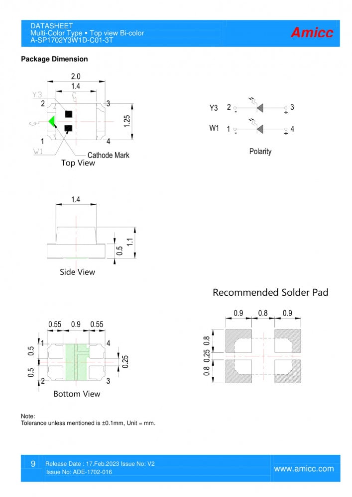 A-SP1702Y3W1D-C01-3T datasheet page 9